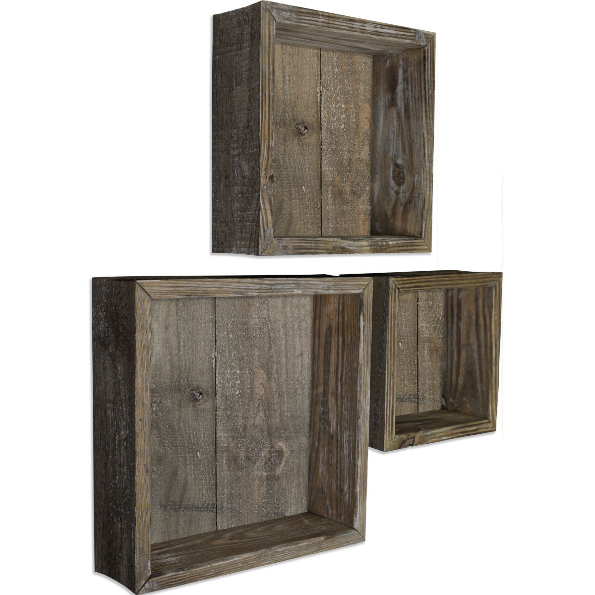 Ekena Millwork Vintage Farmhouse Shadow Box 3 Piece Wall Shelf Set ...