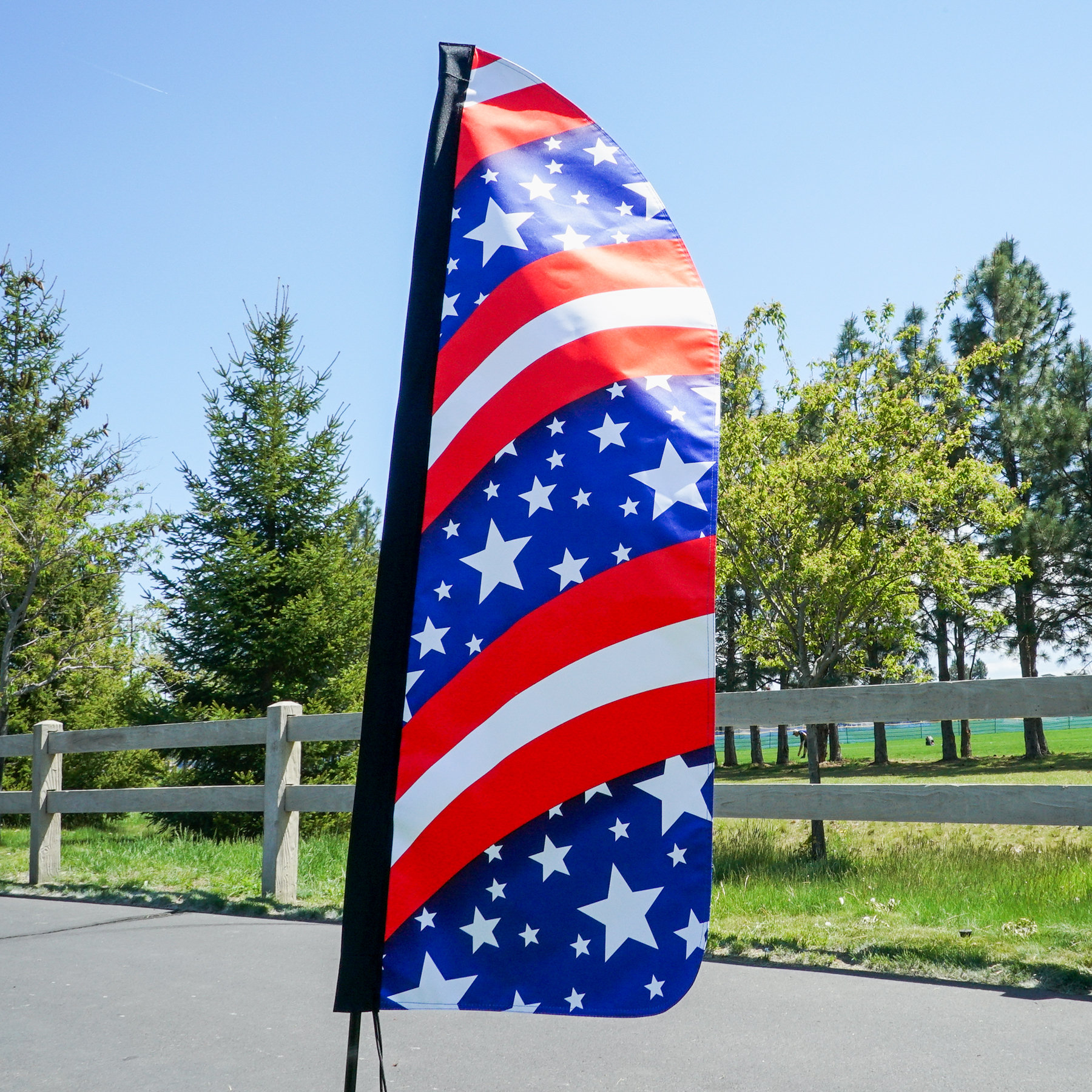 In The Breeze 4' Heavy Duty Stars & Stripes Double Sided Feather Banner ...