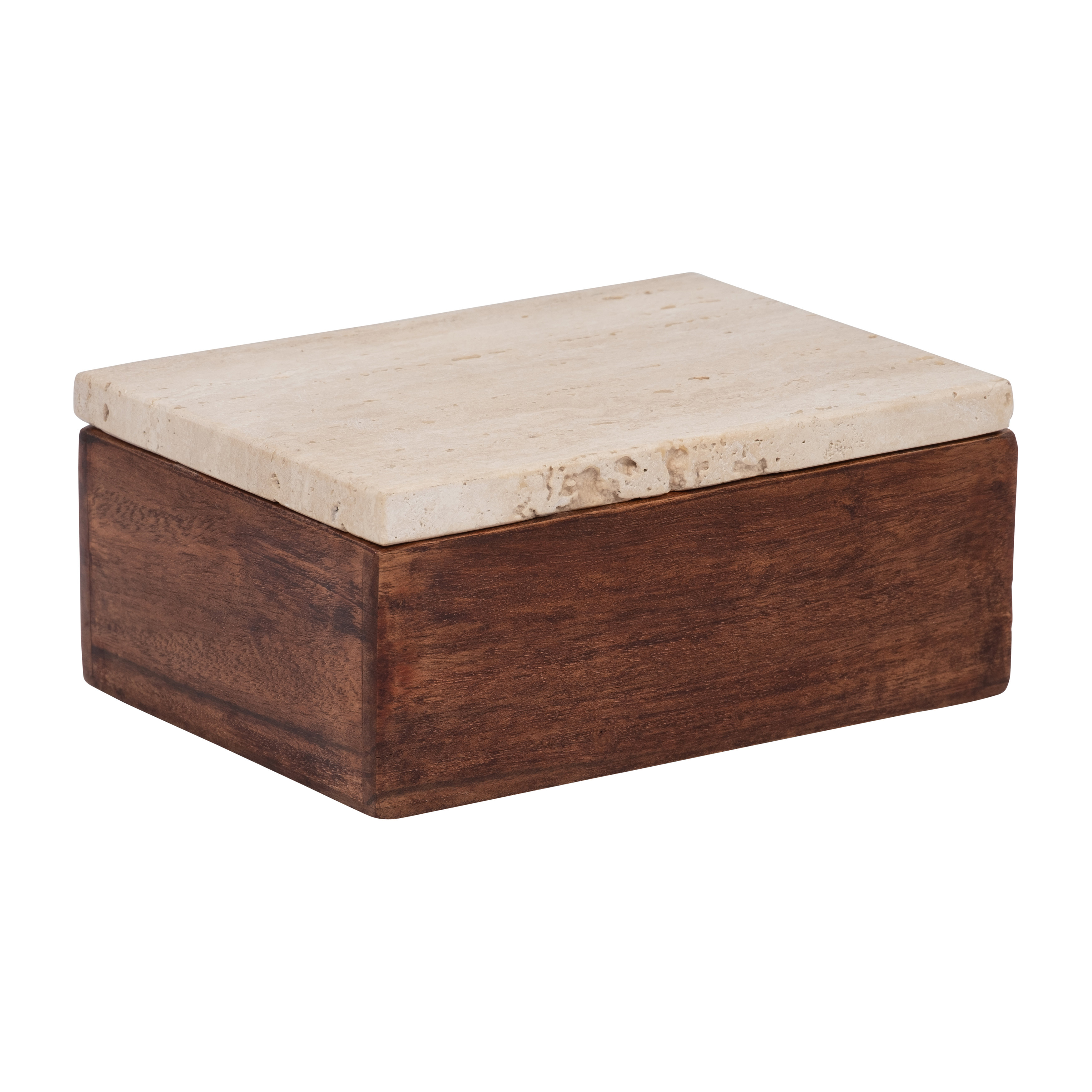Union Rustic Sagebrook Home Exquisite Natural Travertine & Wood Box 7 ...