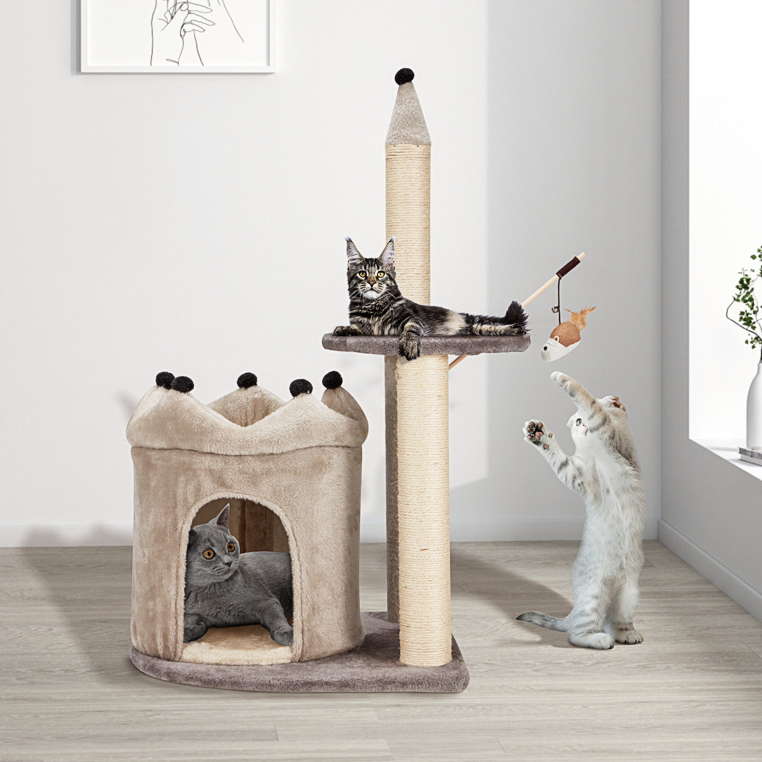 EROMMY 35.4'' H Cat Tree With Condo And Scratching Post - Wayfair Canada
