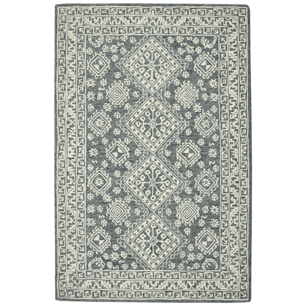 Charlton Home® Cauley Wool Geometric Indoor Rug | Wayfair
