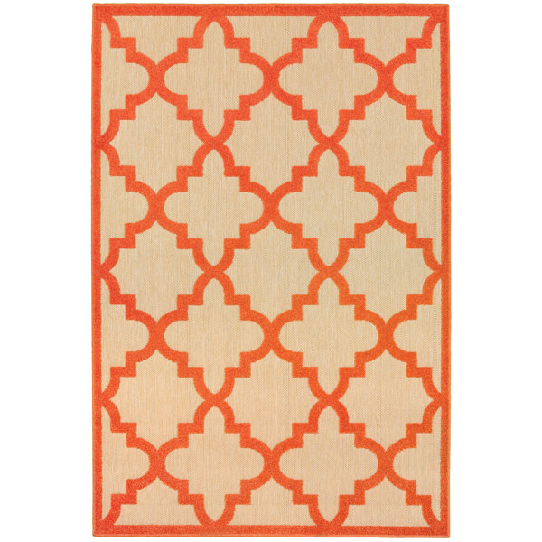 Sol 72 Outdoor™ Laub Sand/Orange Indoor/Outdoor Rug & Reviews | Wayfair