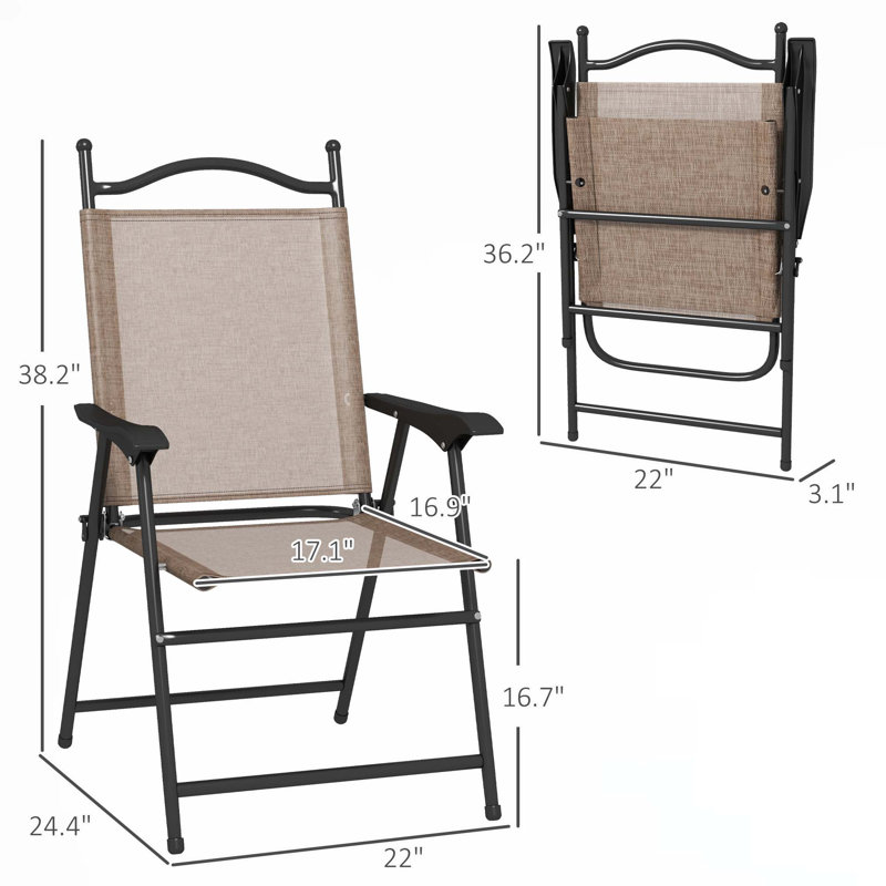 Arlmont & Co. Outsunny Folding Patio Chairs, Set Of 4 | Wayfair
