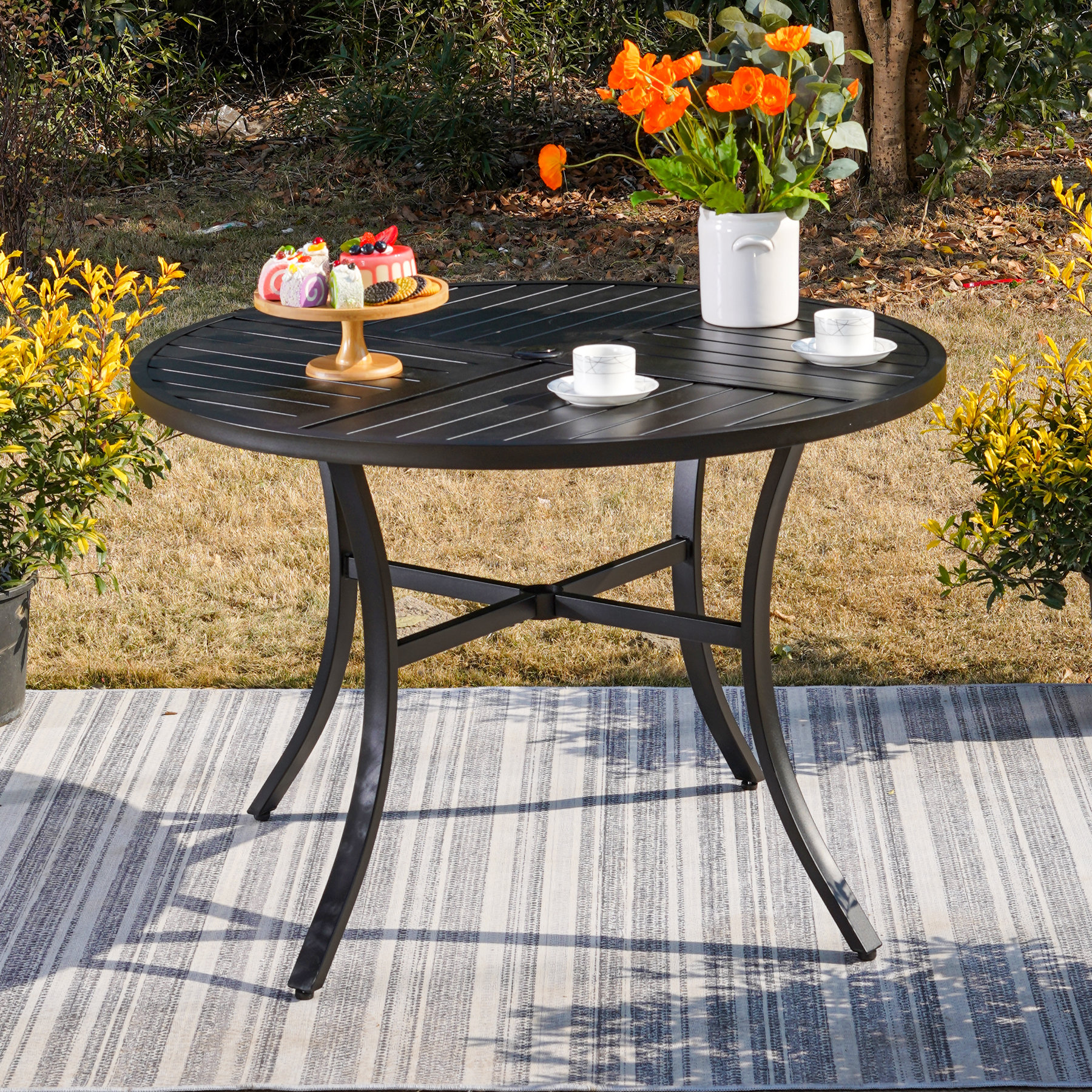 Lark Manor Alyah Round Metal Outdoor Dining Table & Reviews - Wayfair ...