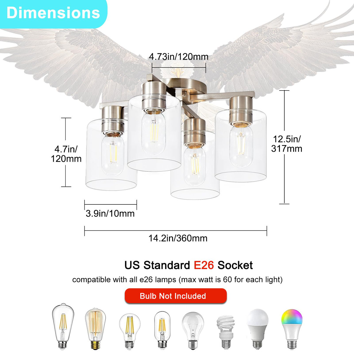 Everly Quinn Semi Flush Mount Ceiling Light, Brushed Nickel Ceiling ...