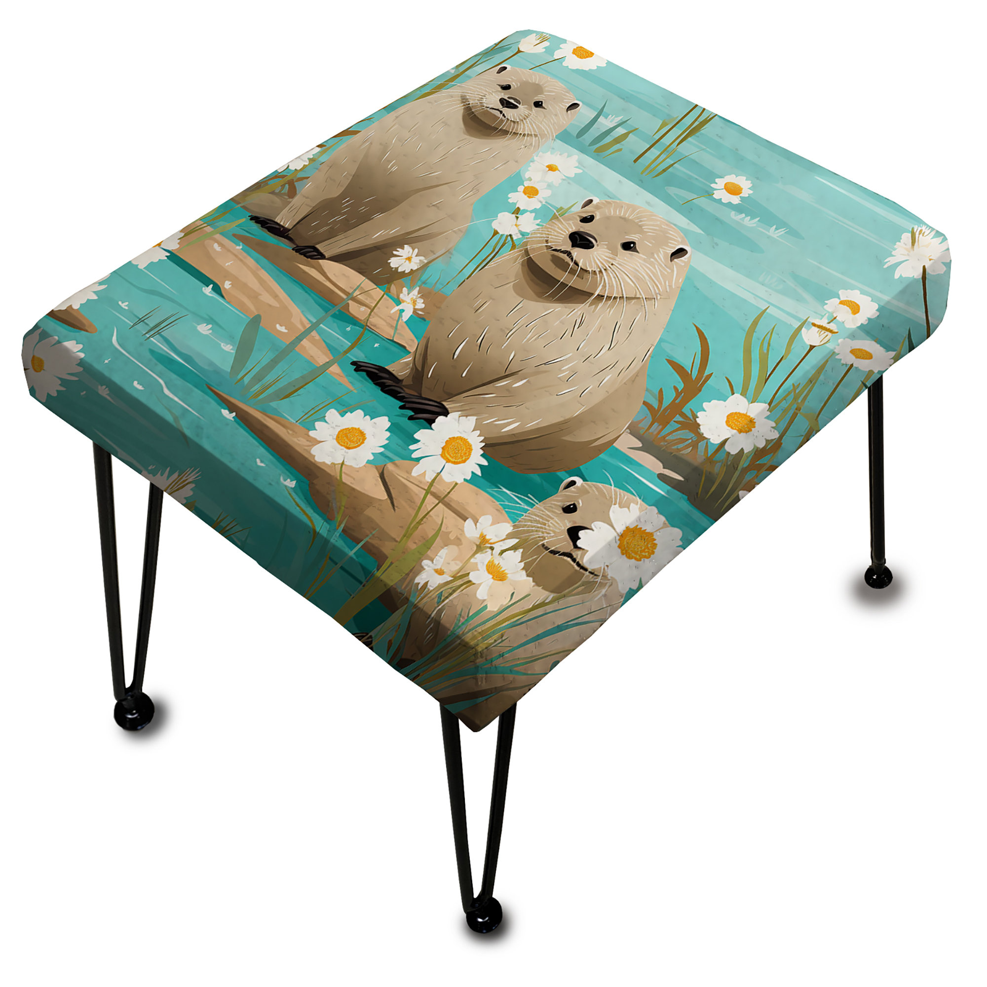 East Urban Home Runyon - Playful Otter Oasis - Animal Print Rectangle Ottoman | Wayfair