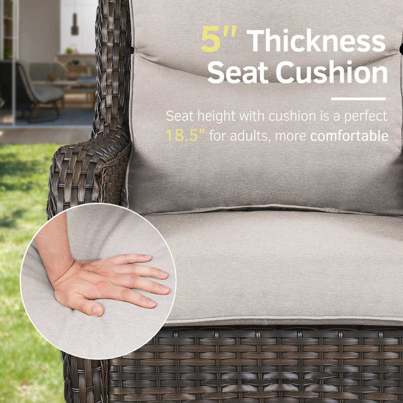 Hummuh Smile 2 - Person Outdoor Seating Group PE Wicker Swivel Glider ...