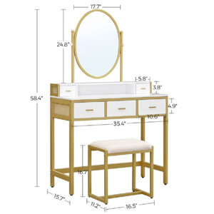 Mercer41 Vanity Set with Stool and Mirror | Wayfair