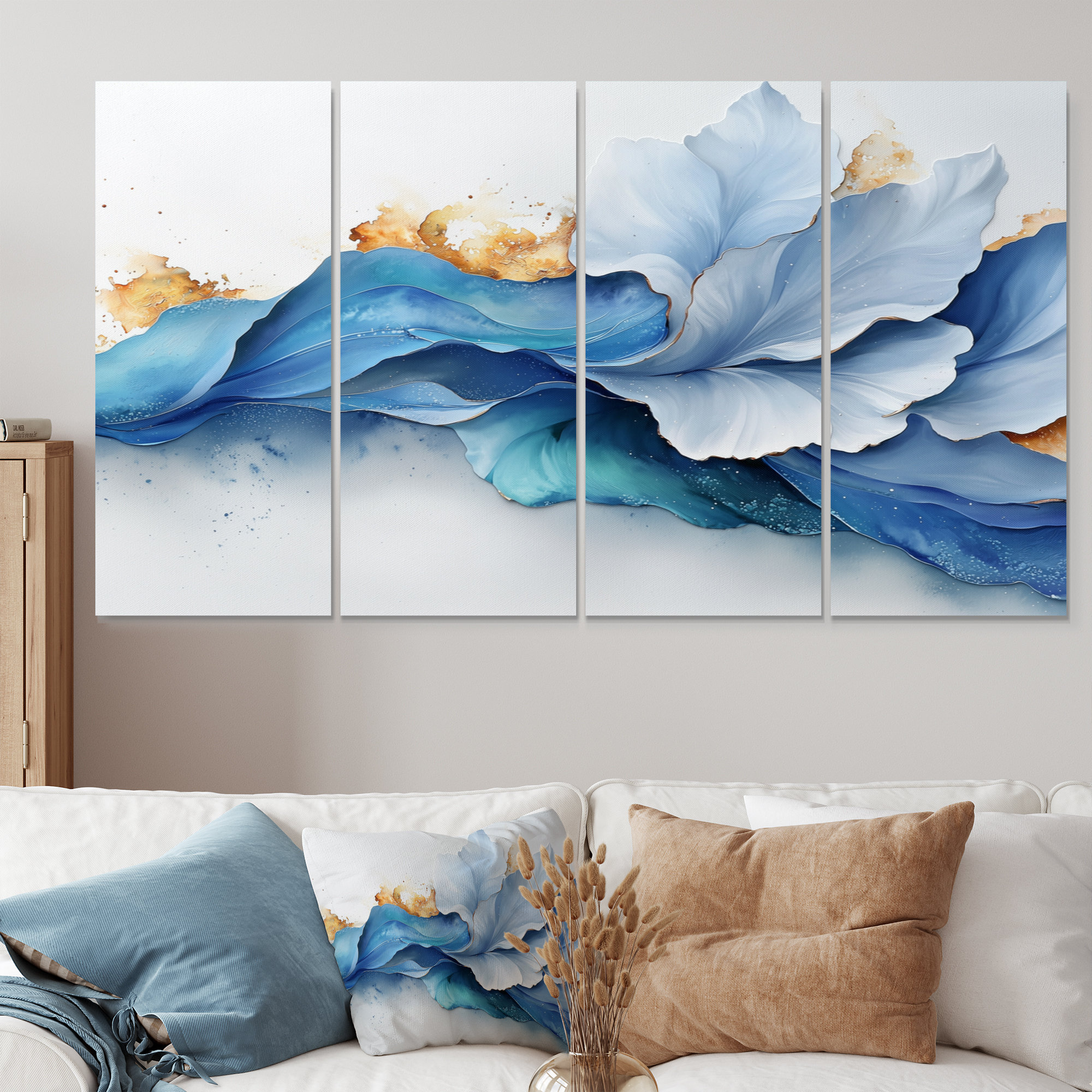 Lark Manor™ Ocean Blue Delicate Floral Petals II - Flowers Wall Art ...