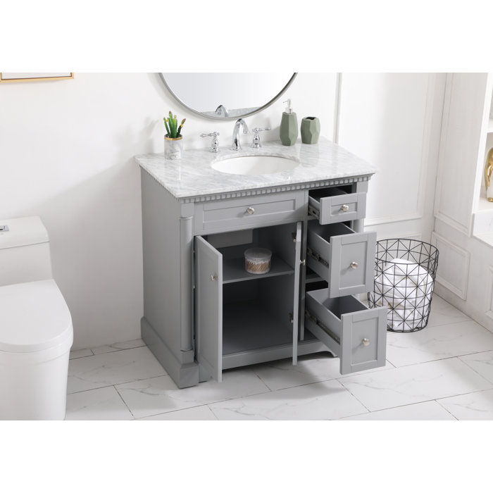 Red Barrel Studio® 36'' Single Bathroom Vanity with Marble Top ...