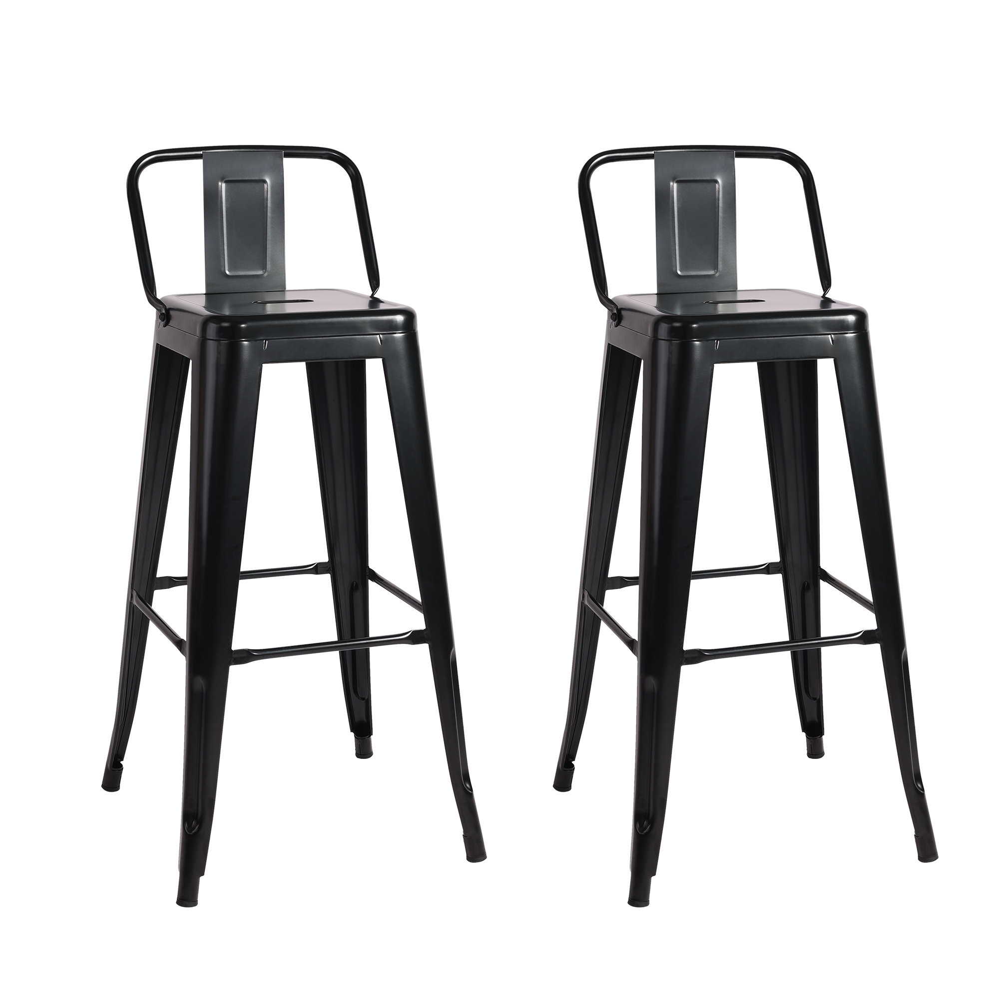 SIMPOL HOME Modern Bar Chair, Black Industrial Bar Chair, Square Dining ...