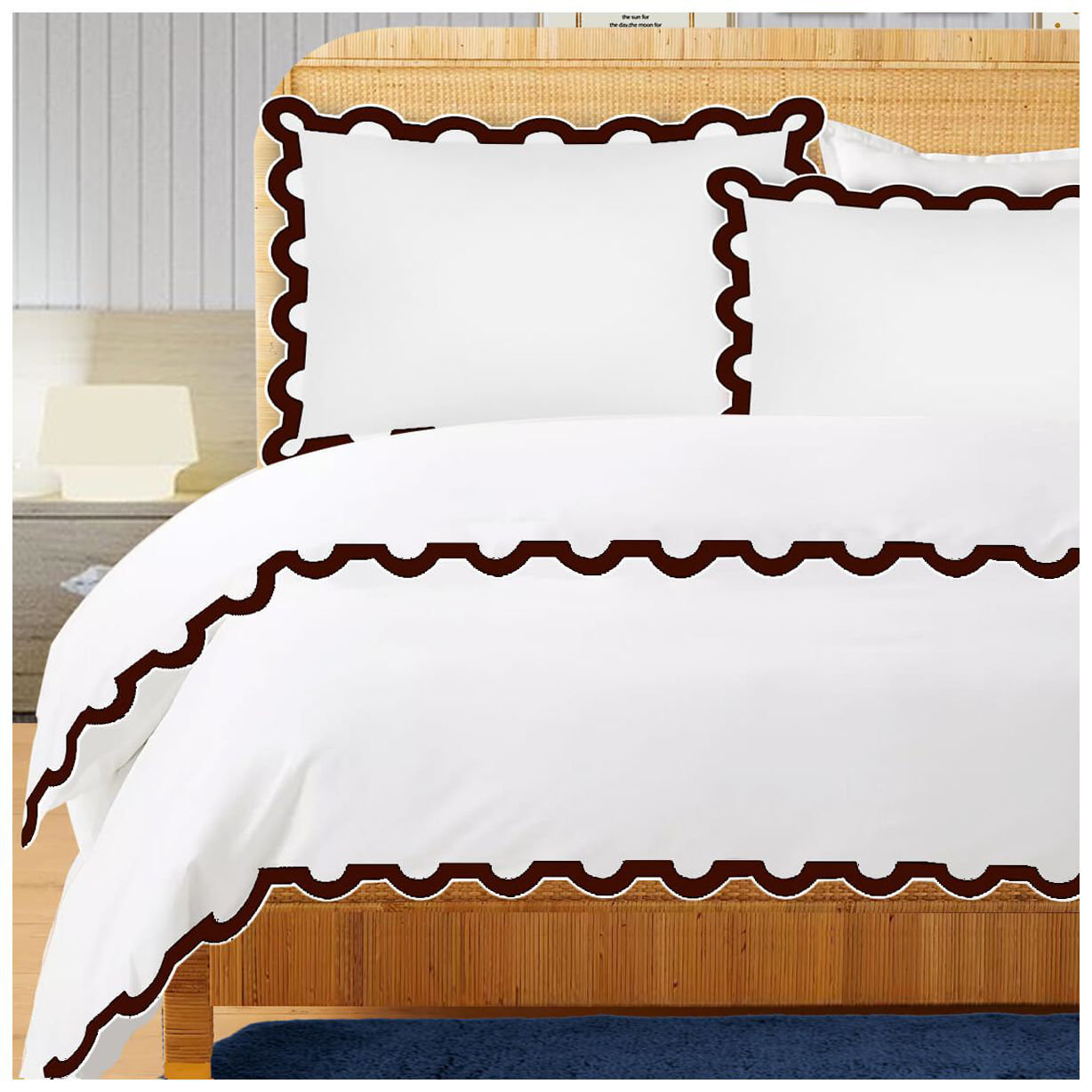 PushpLinen 400TC U Shape Applique Embroidery Cotton Duvet Cover Set ...
