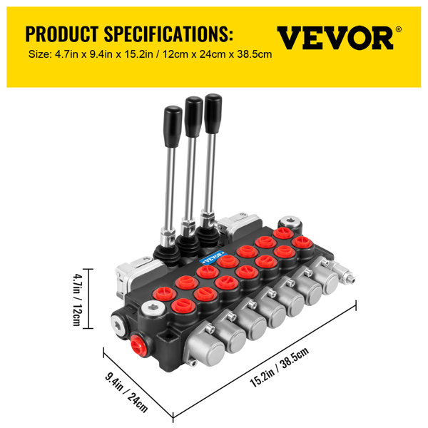 VEVOR Hydraulic Directional Control Valve, 7 Spool Hydraulic Spool ...