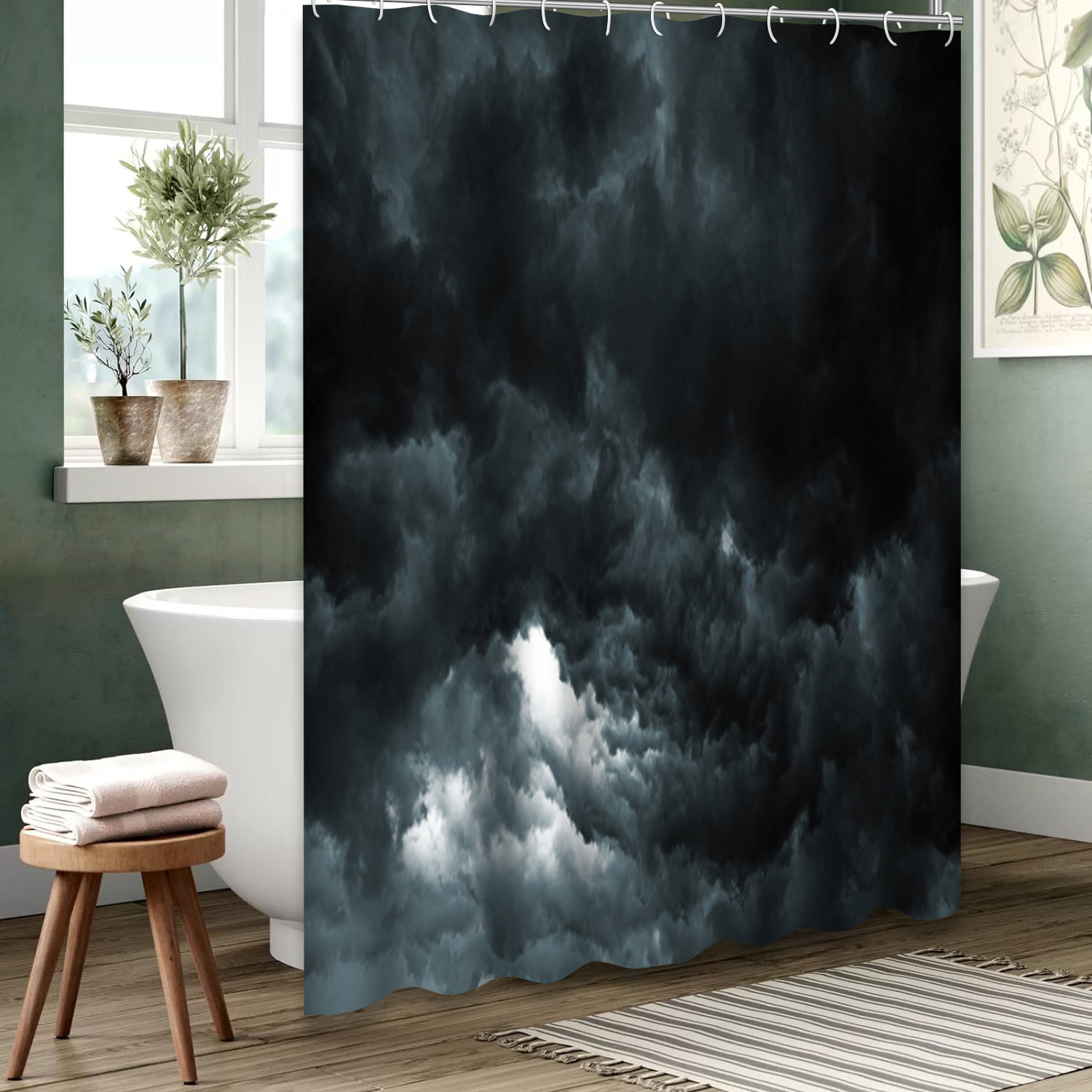 East Urban Home Storm Sky Waterproof Shower Curtain,Beautiful with ...