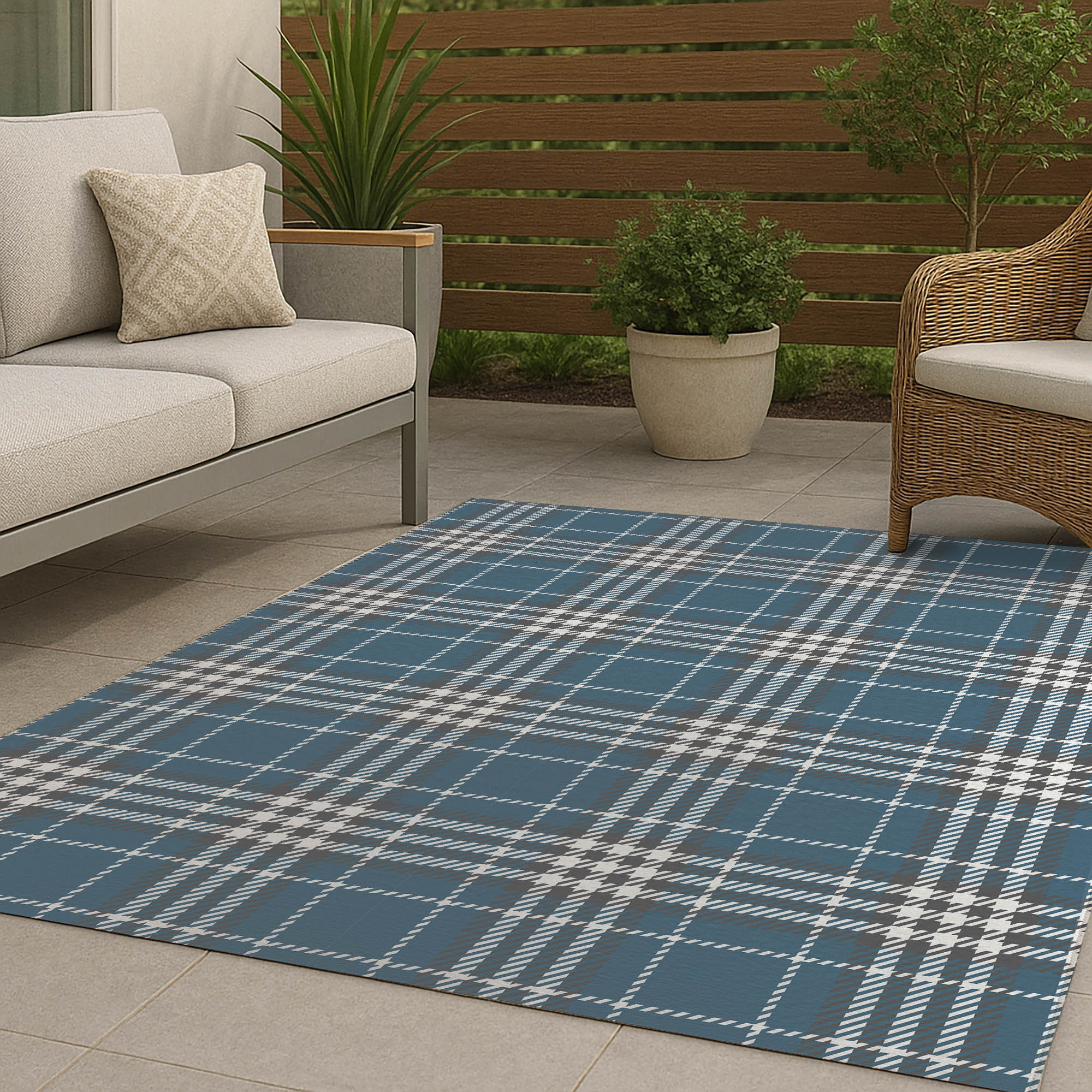 Gracie Oaks Christopher's Plaid Non-Slip Outdoor Rug | Wayfair