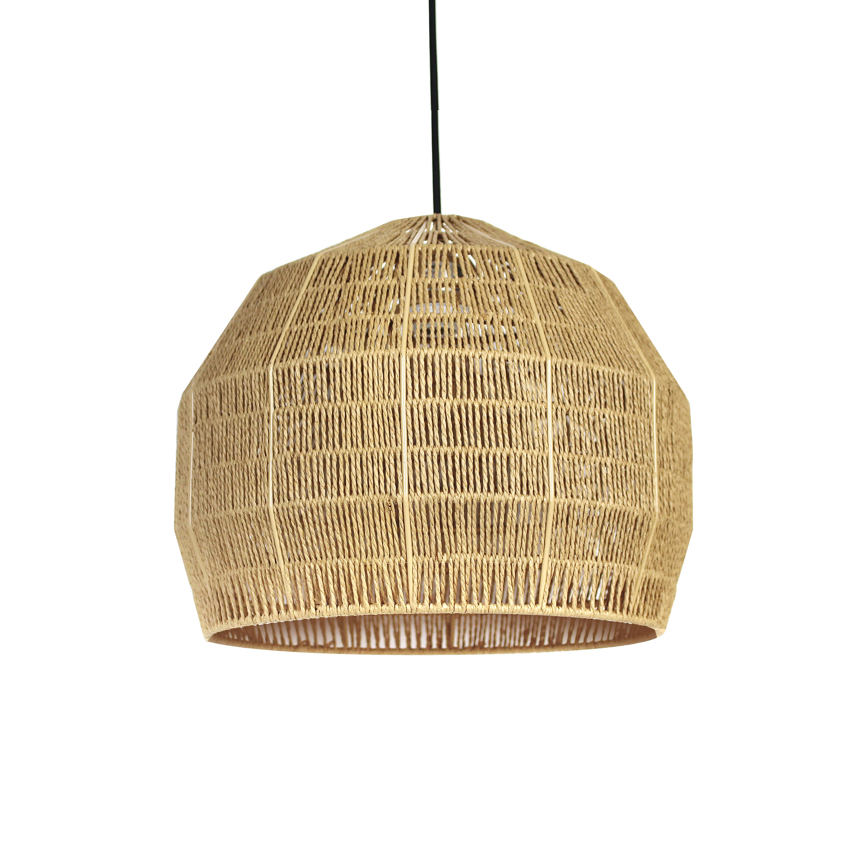 Bay Isle Home™ Metal And Woven Hemp Rope Hanging Pendant, Brown ...