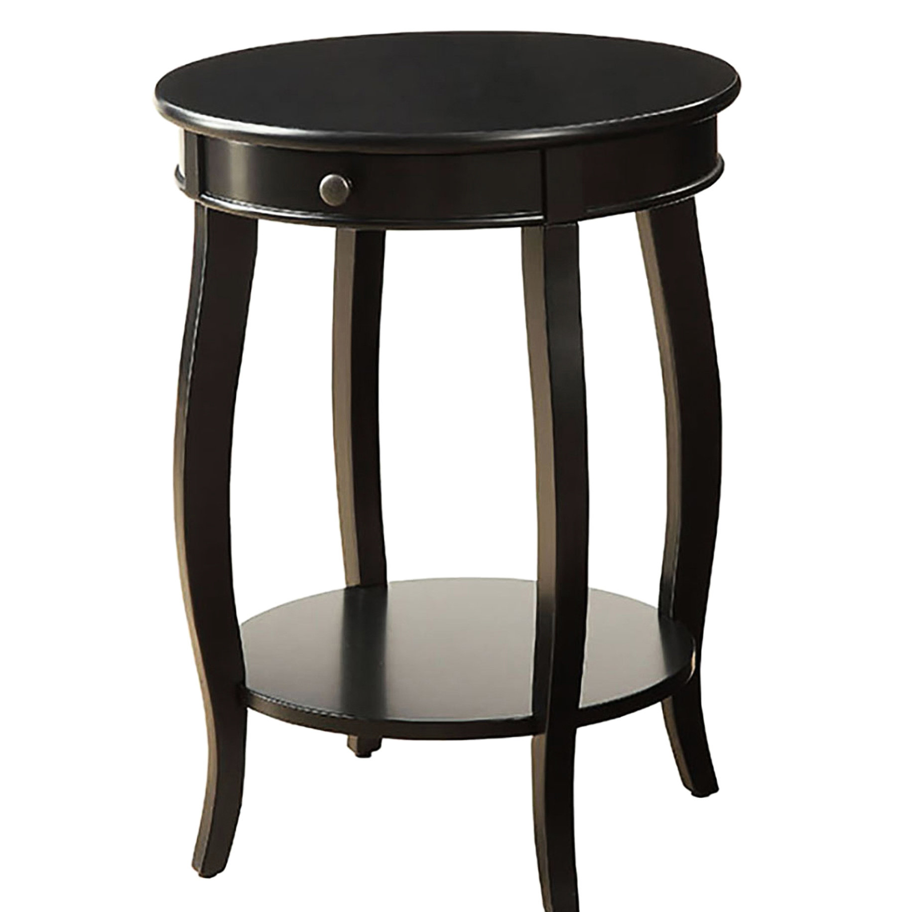 Red Barrel Studio® Black Wood End Table With Drawer & Bottom Shelf ...