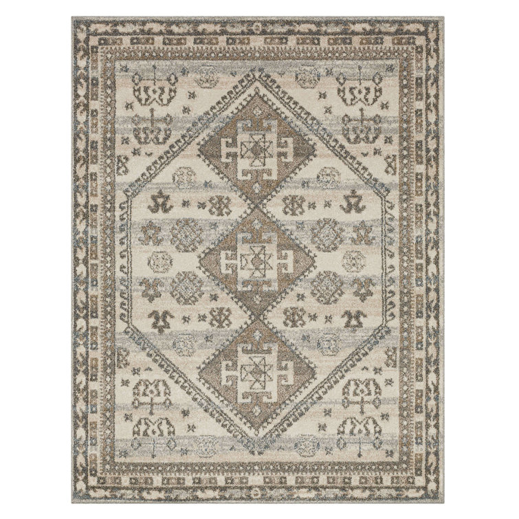 Bungalow Rose Edwin Grey Southwestern Ornamental Medallion Area Rug ...