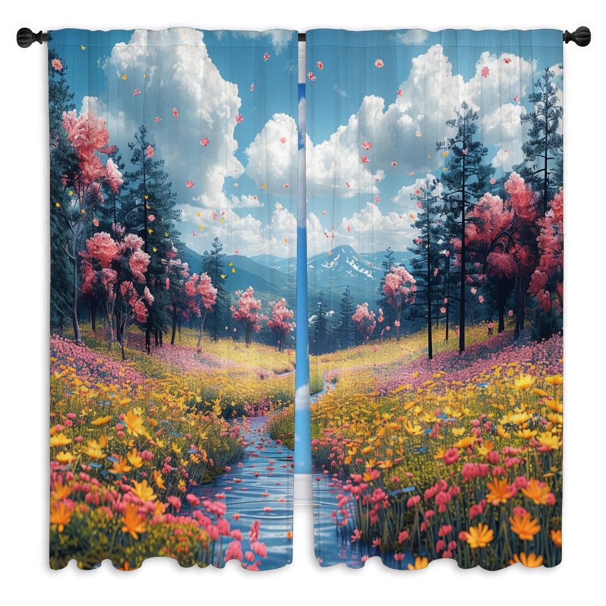 Loon Peak® Landscape Sheer Window Curtains - 2 Panels | Wayfair