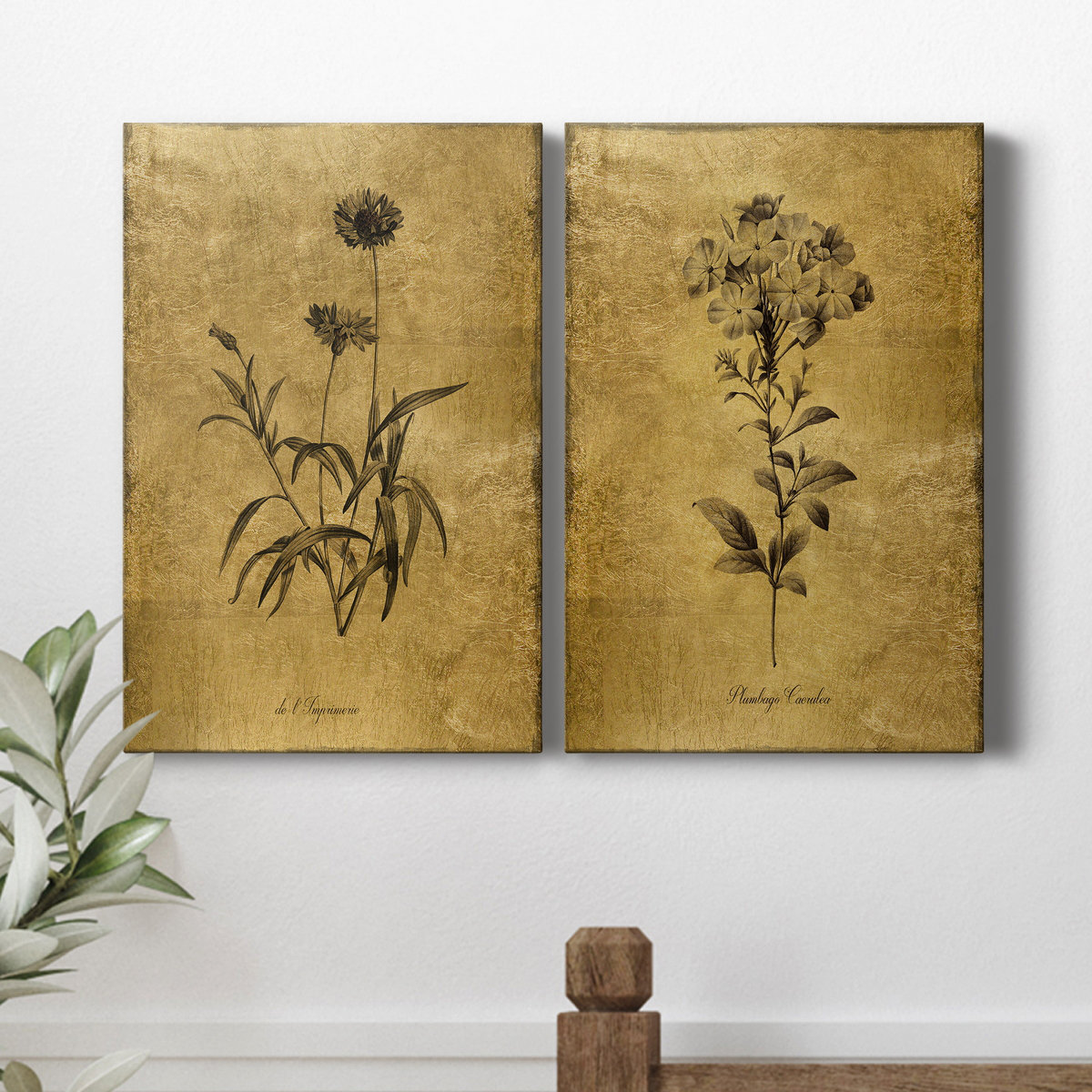 Lark Manor™ Gold Sketch Botanical I - 2 Piece Painting Set on Canvas ...