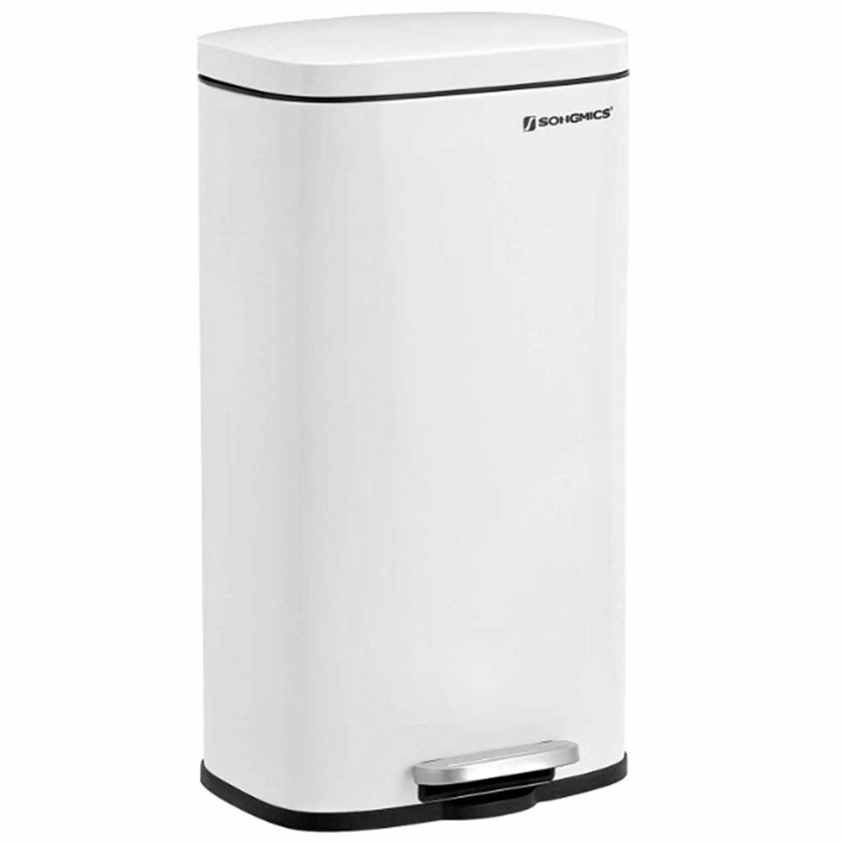 TELA 8G Stainless Steel Trash Can, White Soft-Close Garbage Can ...