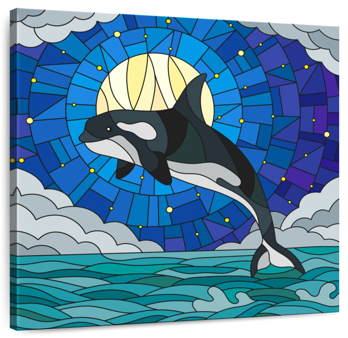 Ebern Designs Crowle Stained Glass Orca | Wayfair
