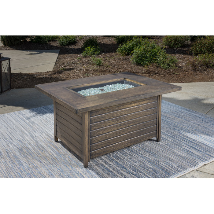 Tortuga Outdoor Teak Fire Table Set Teak 4 - Person Outdoor Seating ...