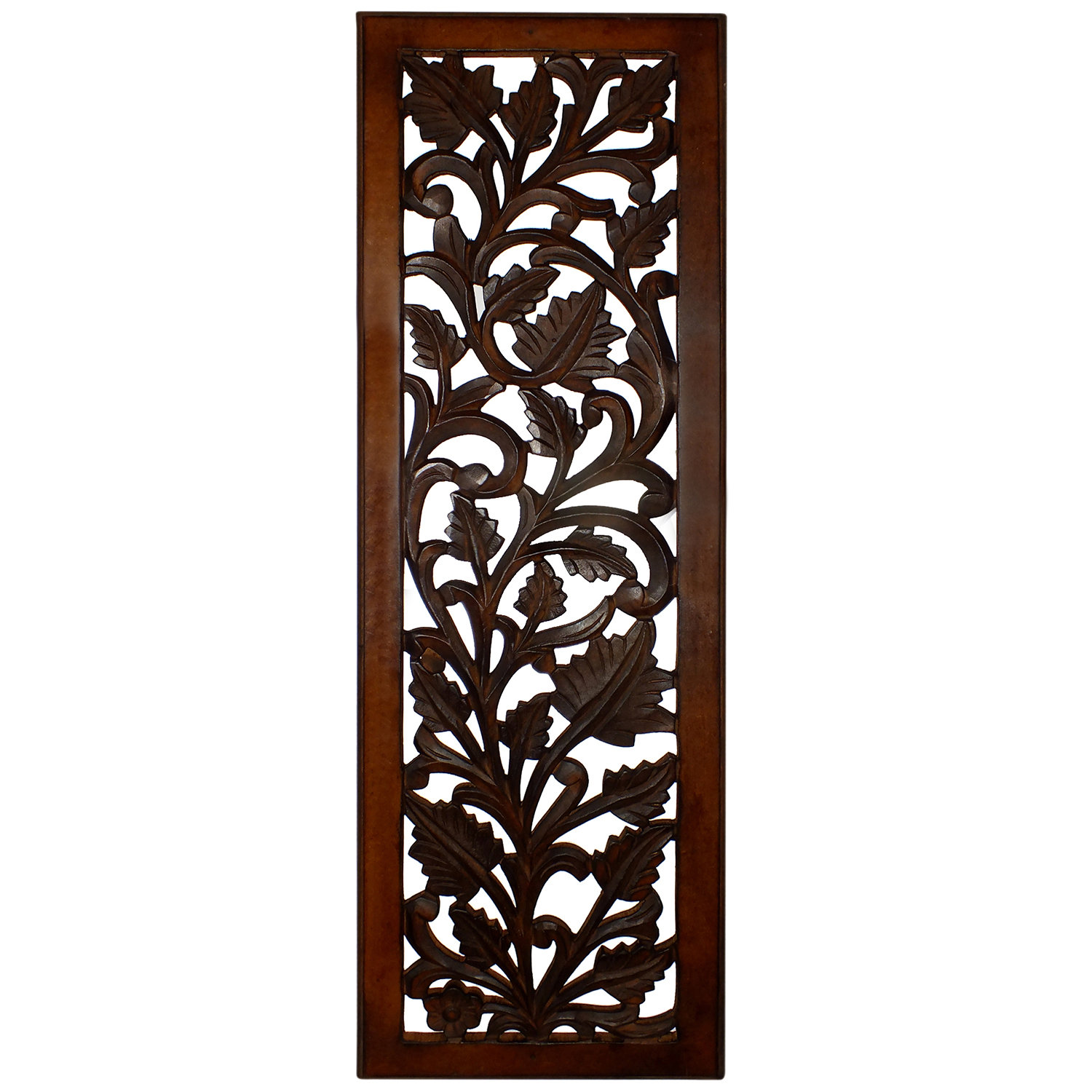 Alcott Hill® Mango Wood Panel with Leaves and Scroll Work Motif Wall ...