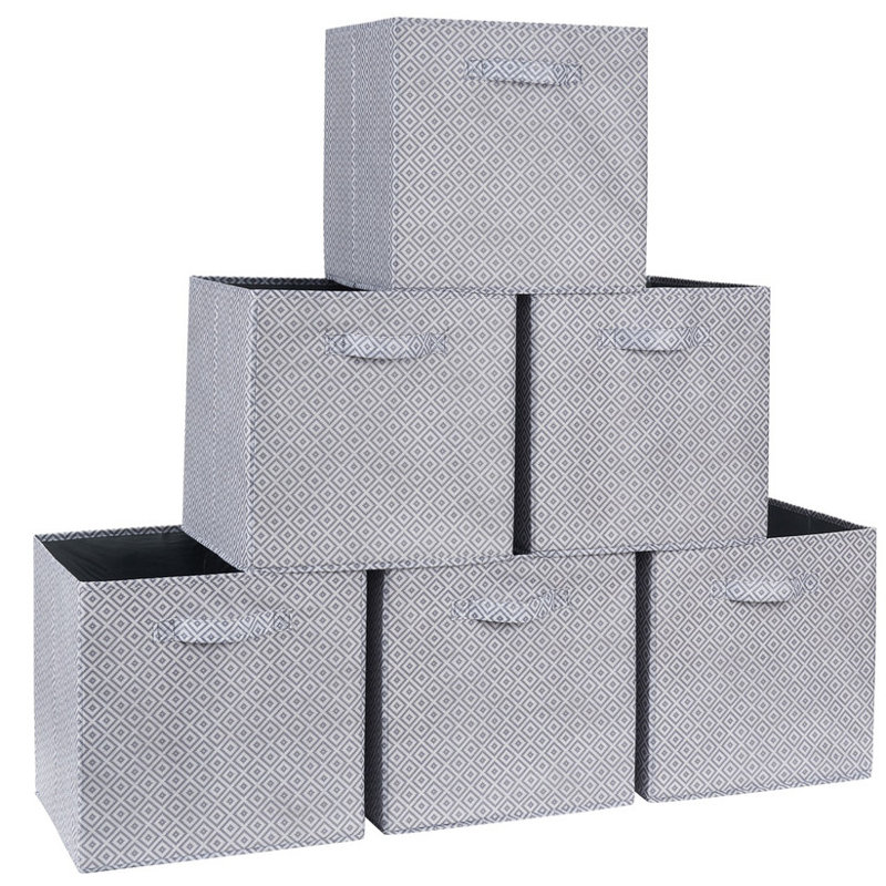 Ebern Designs Foldable Storage Fabric Cardboard Bin Set | Wayfair