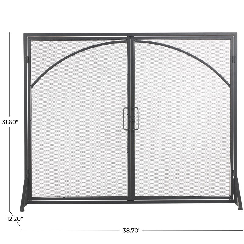 Ebern Designs Metal Minimalistic Single Panel Fireplace Screen With ...