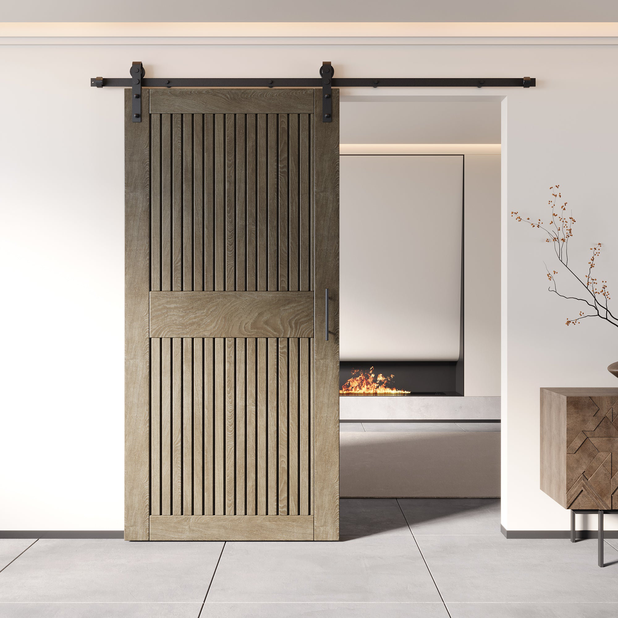 Homacer Classic Gray 26in x 84in Unassembled & Finished Vertical Stripe ...