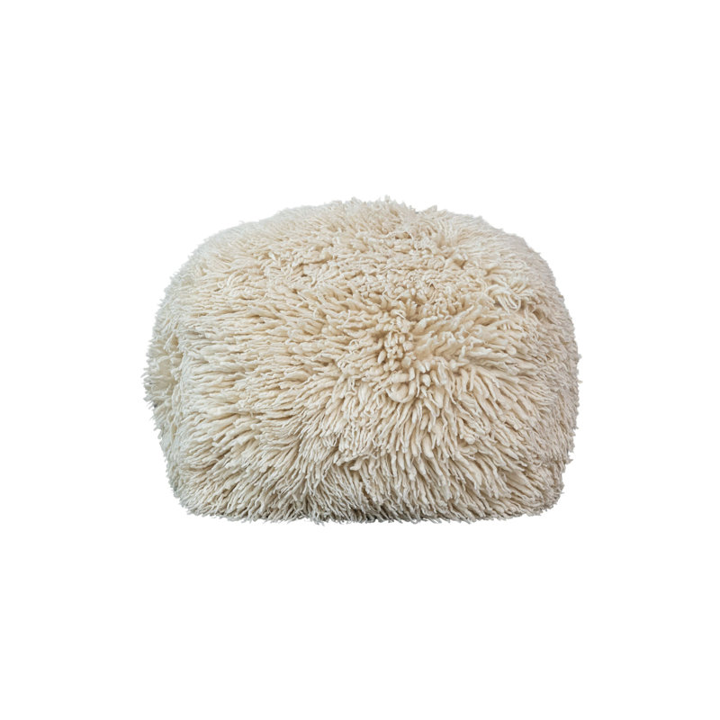 Everly Quinn Woven New Zealand Wool Shag And Cotton Pouf | Wayfair