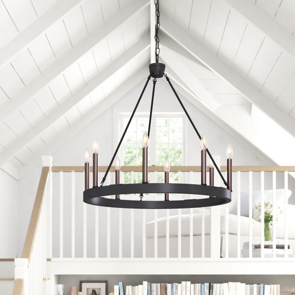 Sand & Stable™ Marsden 8 - Light Candle Style Wagon Wheel Chandelier ...