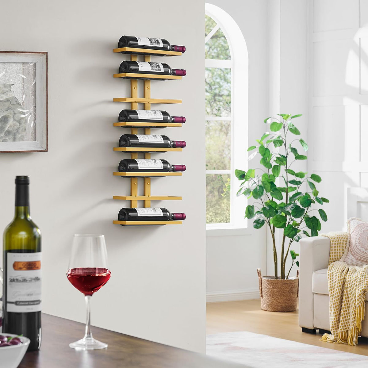 Ebern Designs 8 Tier Wall Mount Wine Rack, Wall Racks For Wine Bottles ...