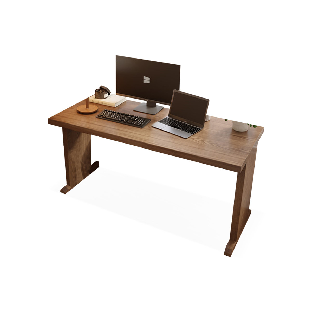 Red Barrel Studio® Walnut Rectangular Solid Wood desks | Wayfair