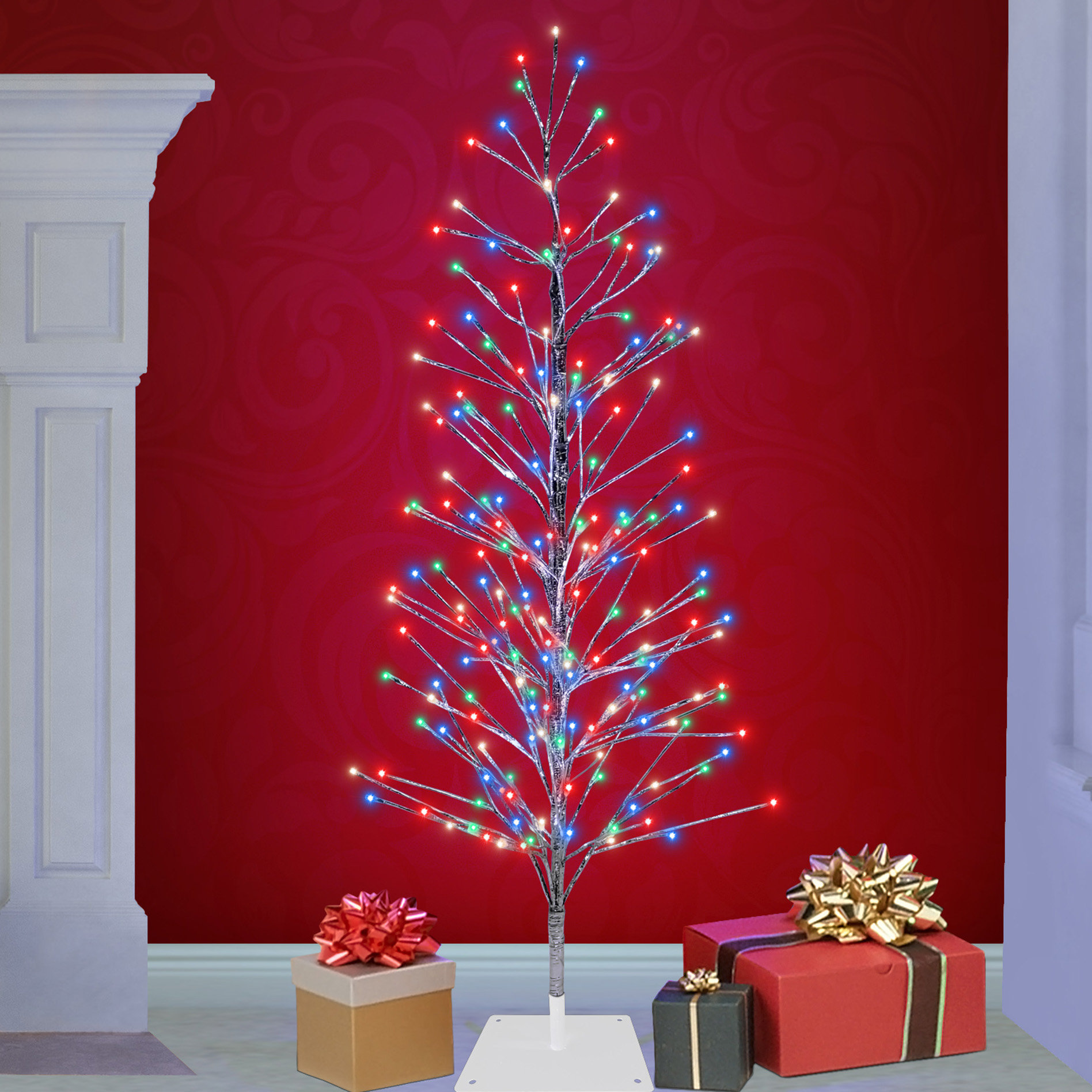 The Holiday Aisle® 5' H Slender Silver Cedar Christmas Tree with 180 ...