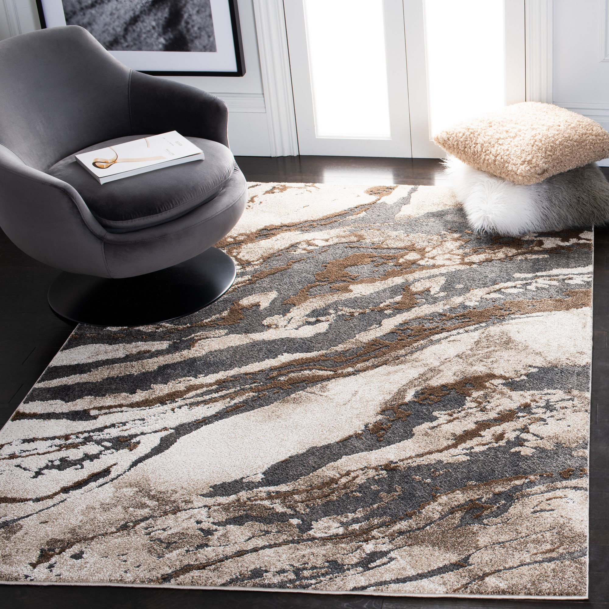 Wade Logan Afrah Abstract Dark Gray/Beige Area Rug & Reviews | Wayfair