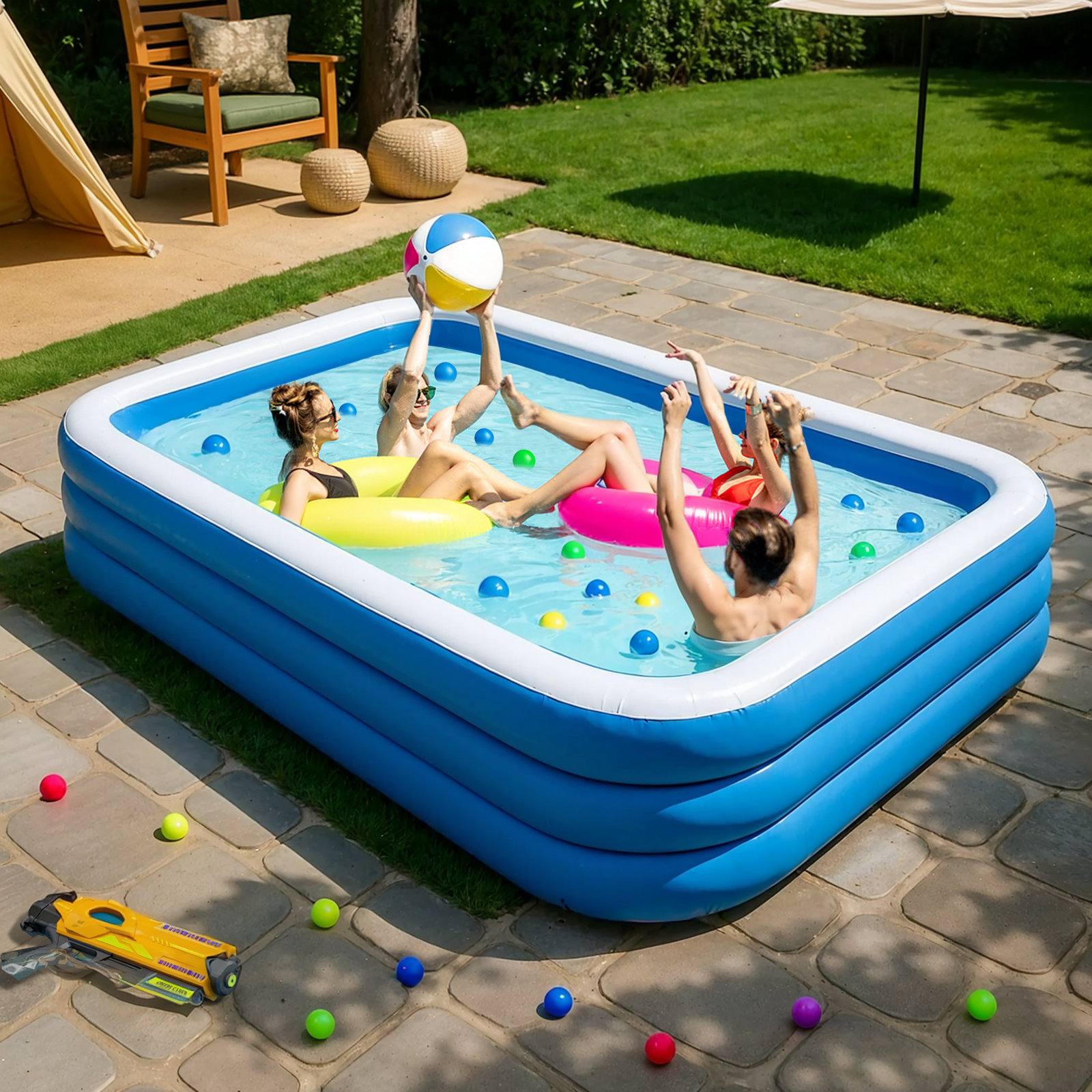 FrenzyBird Triple-Layer Large Inflatable Pool For Kids And Adults ...