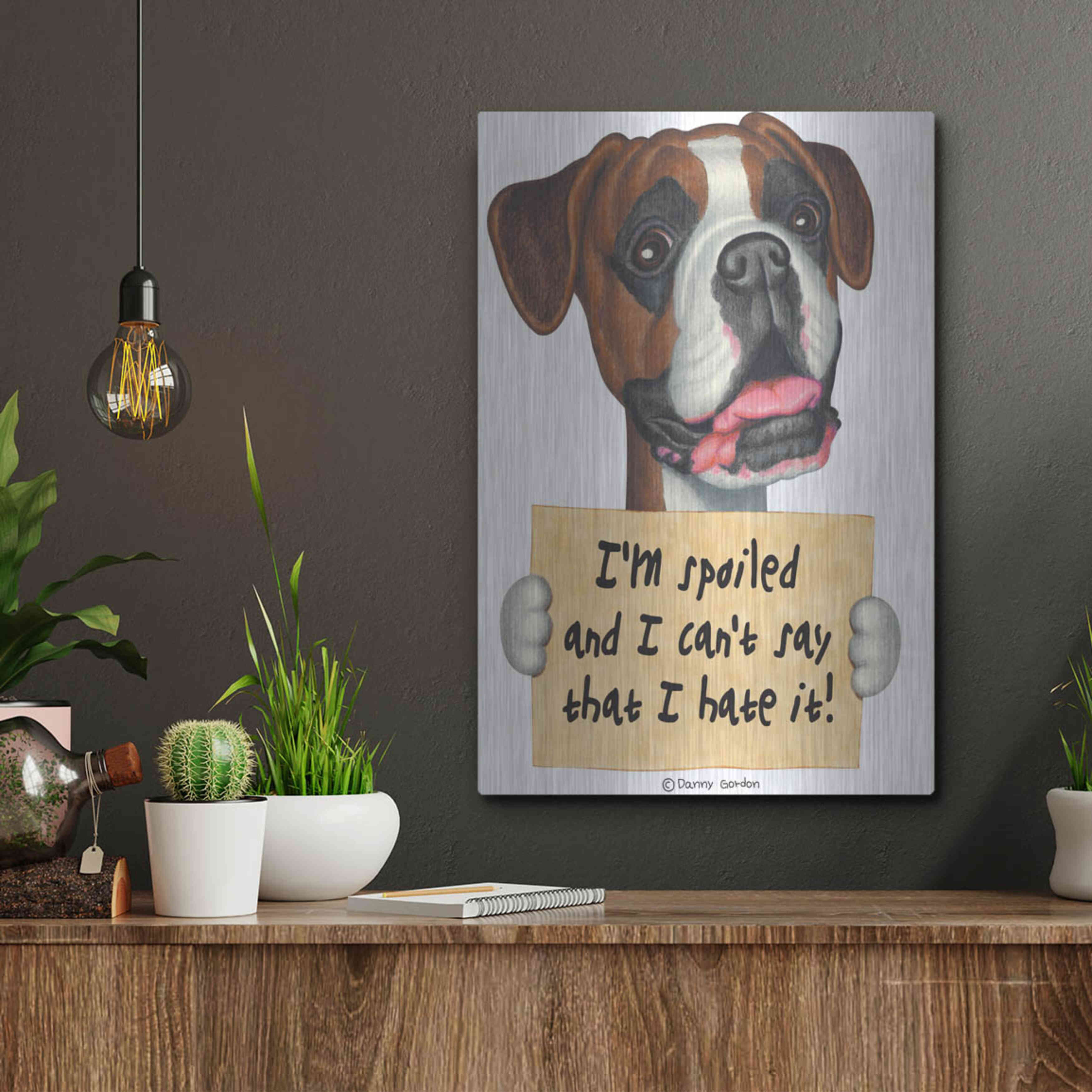 Ophelia & Co. 'Boxer Sign Spoiled Don't Hate it' by Danny Gordon Art, Metal Wall Art | Wayfair