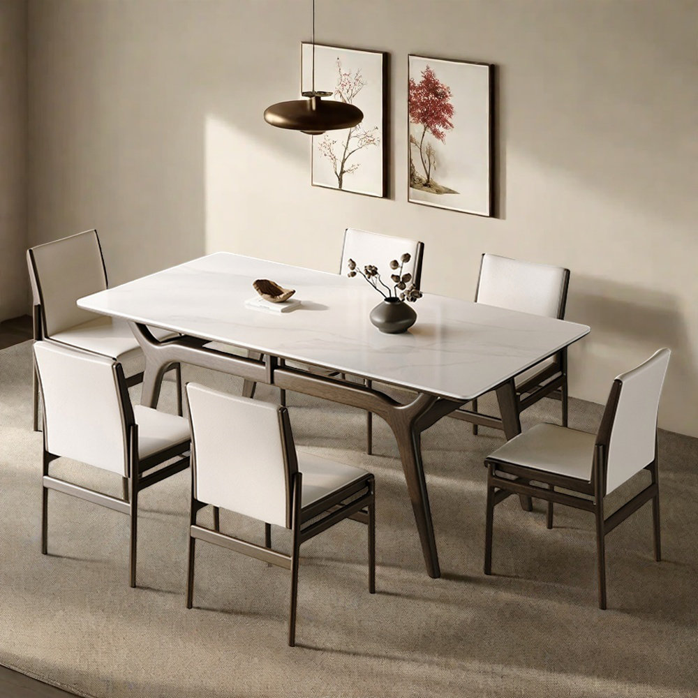 dinlin home Ash wood matte home walnut color table set | Wayfair