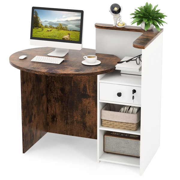 Latitude Run Reception Desk Front Counter Desk W/ Lockable Drawer ...