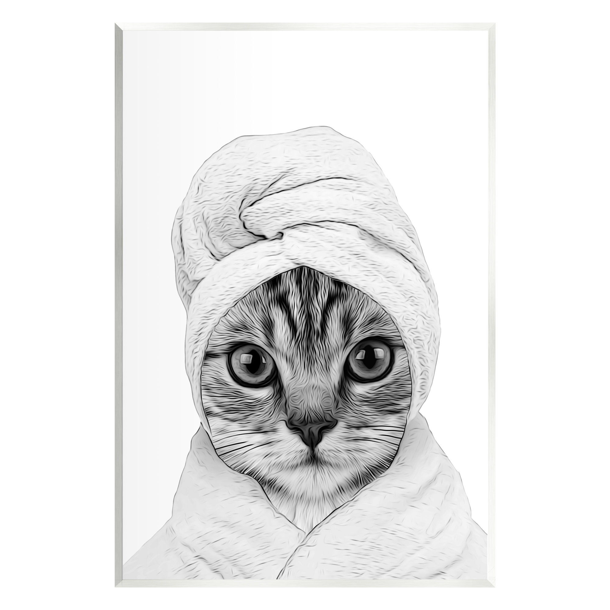 Stupell Industries Funny Cat In Bathrobe Portrait by Annalisa Latella ...