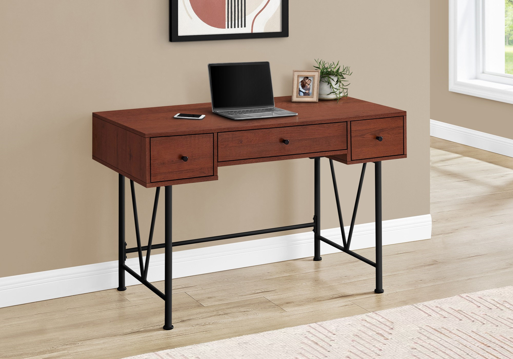 17 Stories Transitional Computer Desk, Rectangular Office Desk With ...
