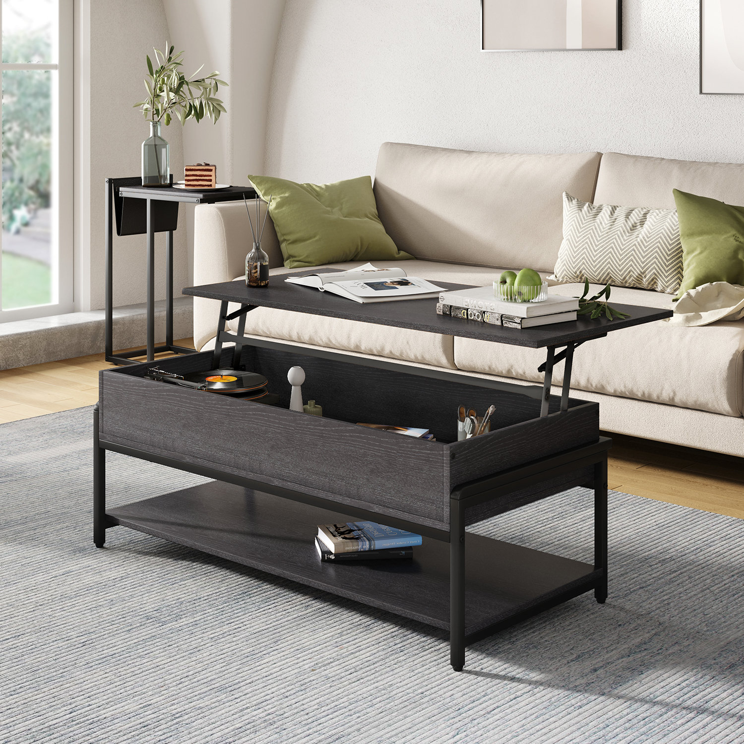 17 Stories Gustauo 17 Stories Lift Top 4-Leg Coffee Table With Storage ...