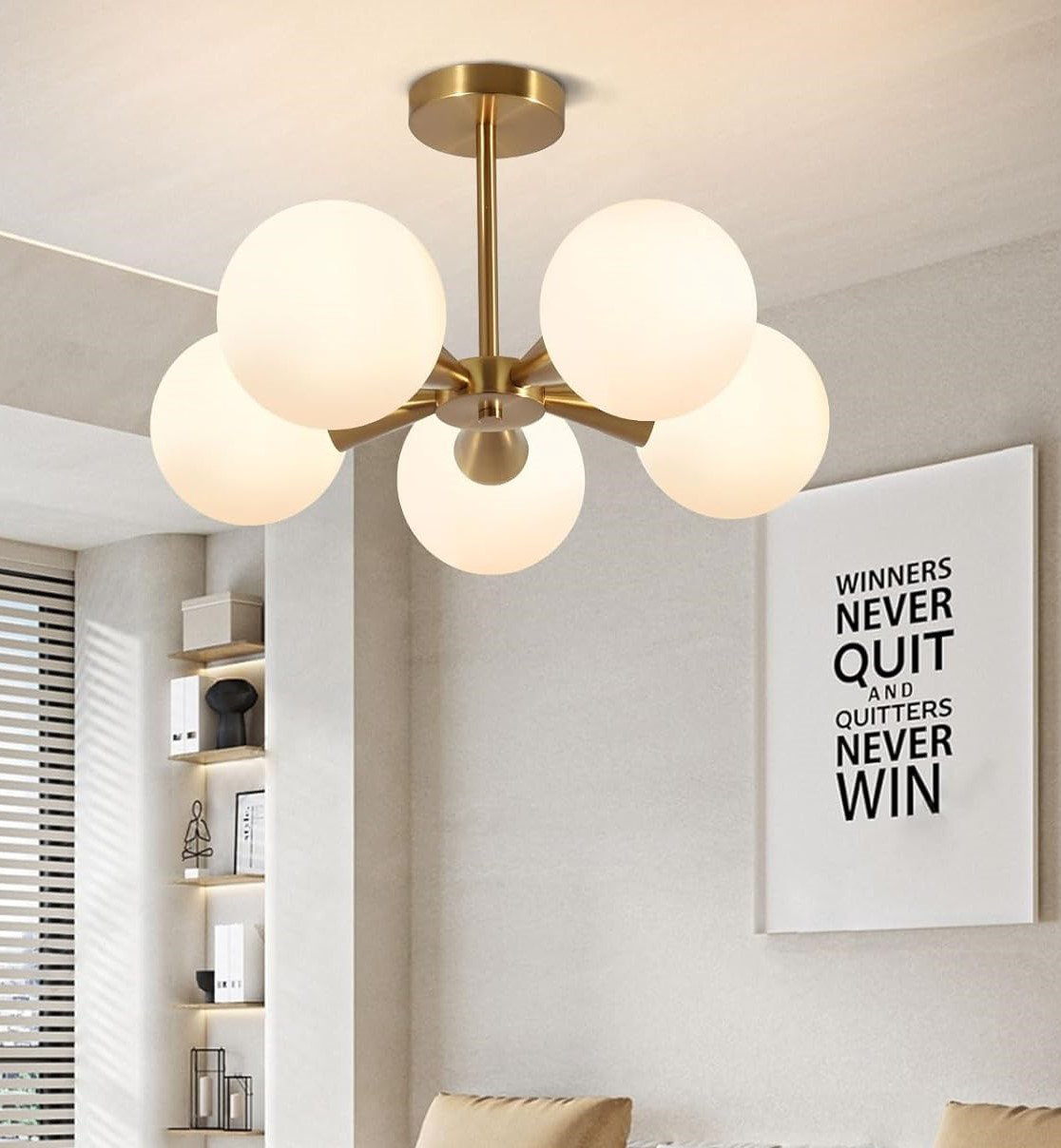 Obeten The 5-Lights Semi Flush Mount Ceiling Light Fixture Brushed ...