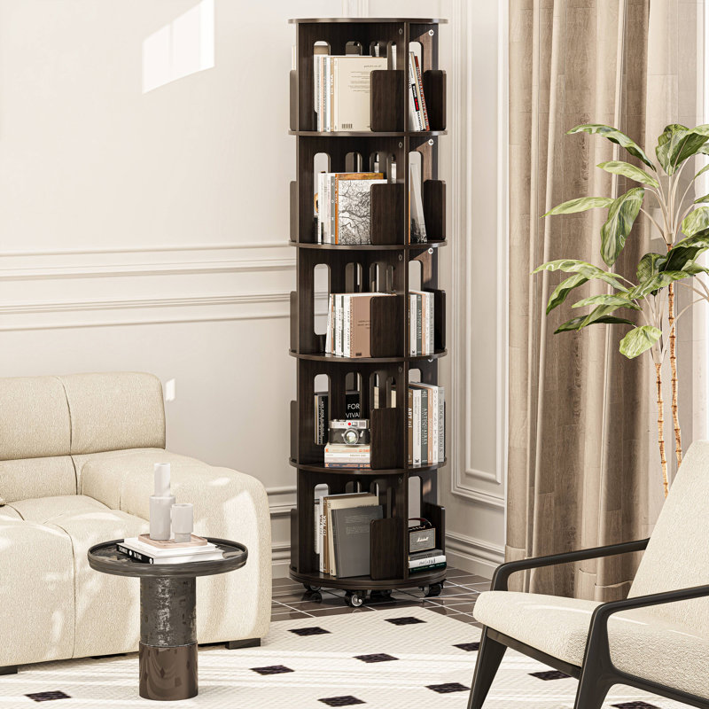 Latitude Run® 17.7'' Rotating Bookcase Revolving Corner Bookshelf ...
