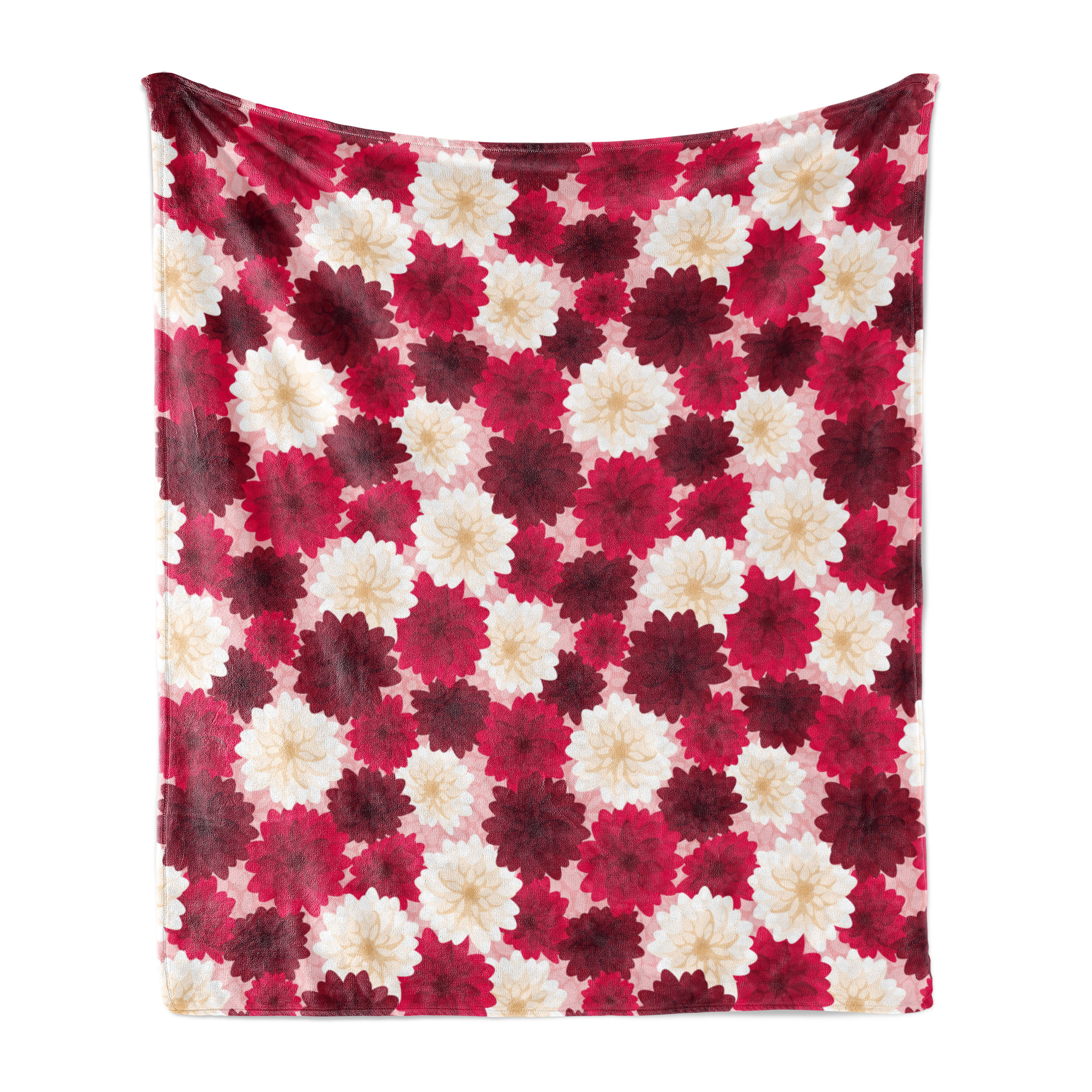 Ambesonne Maroon Fleece Throw Blanket Blossoming Dahlia Flowers Maroon ...