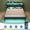 Wrought Studio™ Bed Frame with Headboard & 2 Hidden Storage Cabinets ...
