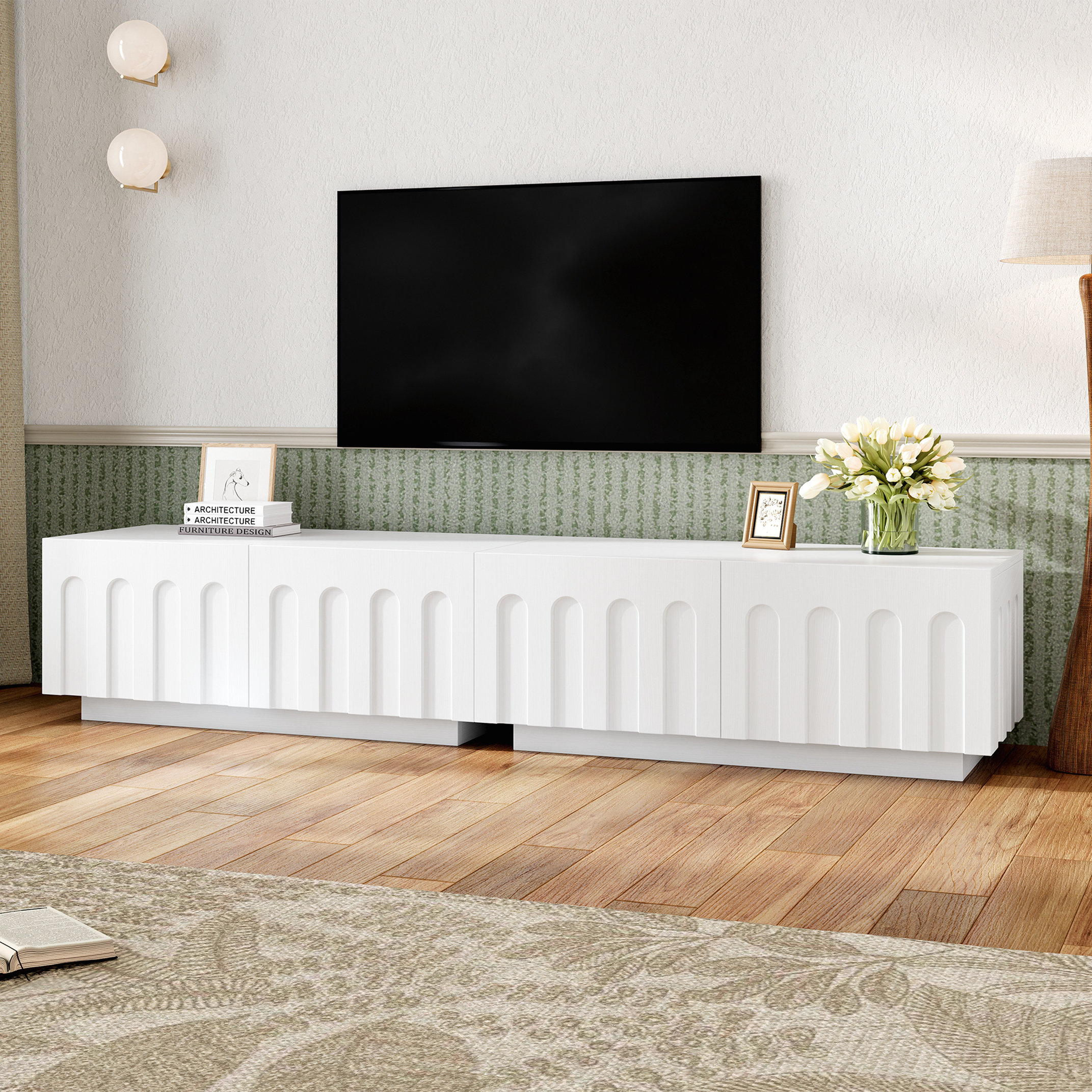 Latitude Run® Elegant TV Stand with Arched Design for TVs - Wayfair Canada