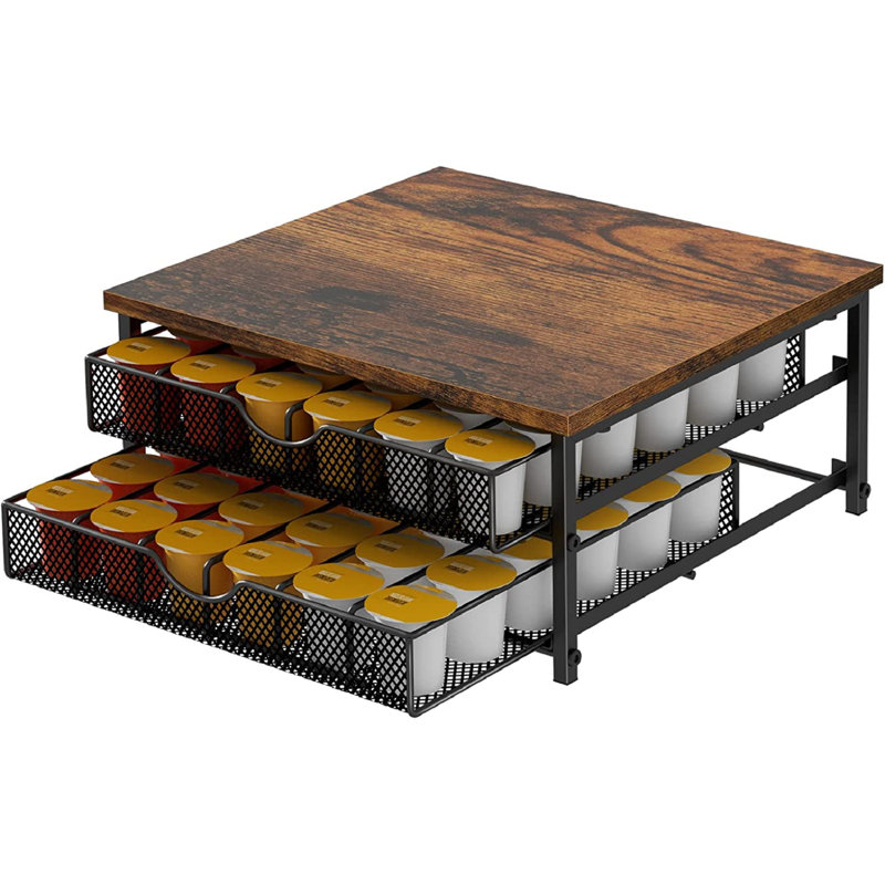 Haitral 2-Tier K Cup Storage Organizer Coffee 72 Pods Drawer W/ Sliding ...